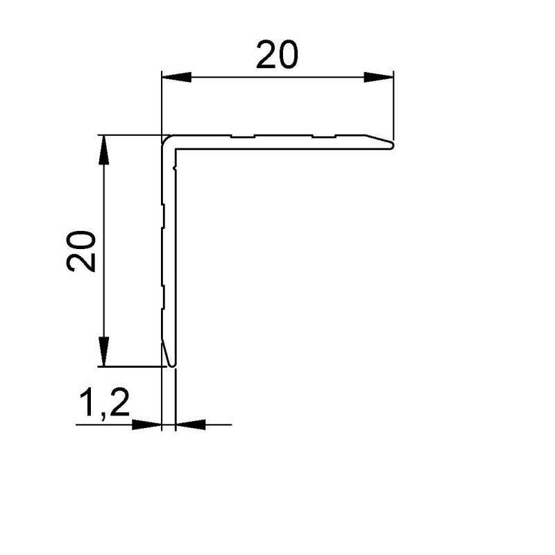 Ángulo de 20 x 20